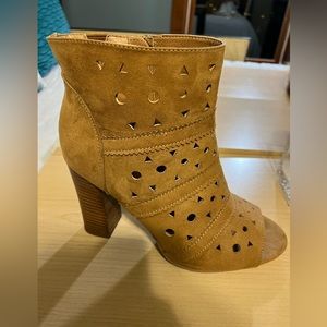 torrid | Shoes | Torrid Cutout Peep Toe Heel Booties Wide Width Brown ...